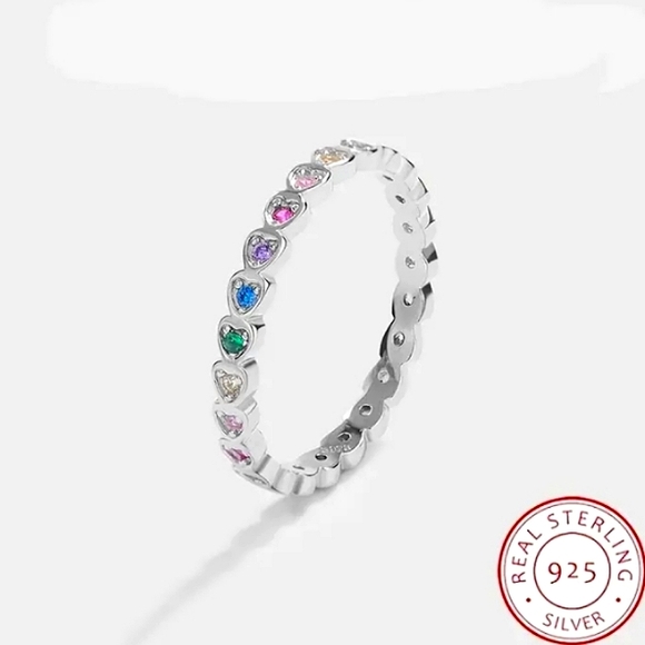 Happy🌛Moon°•. | Jewelry | S925 Solid Sterling Silver Zodiac Rainbow Heart Ring | Poshmark